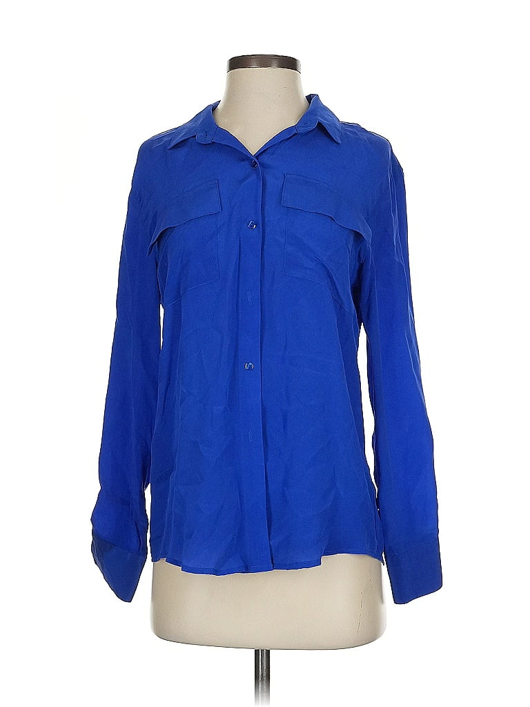 Zoe & Sam 100% Silk Blue Long Sleeve Silk Top Size S - 74% off | ThredUp