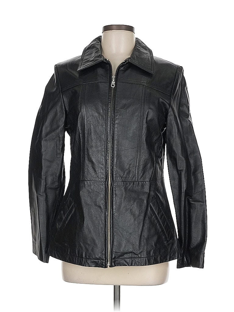 Wilson 100% Leather Black Leather Jacket Size M - 53% off | ThredUp