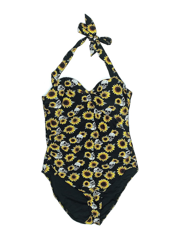 Hot Topic Print Yellow One Piece Swimsuit Size L - 50% off | ThredUp