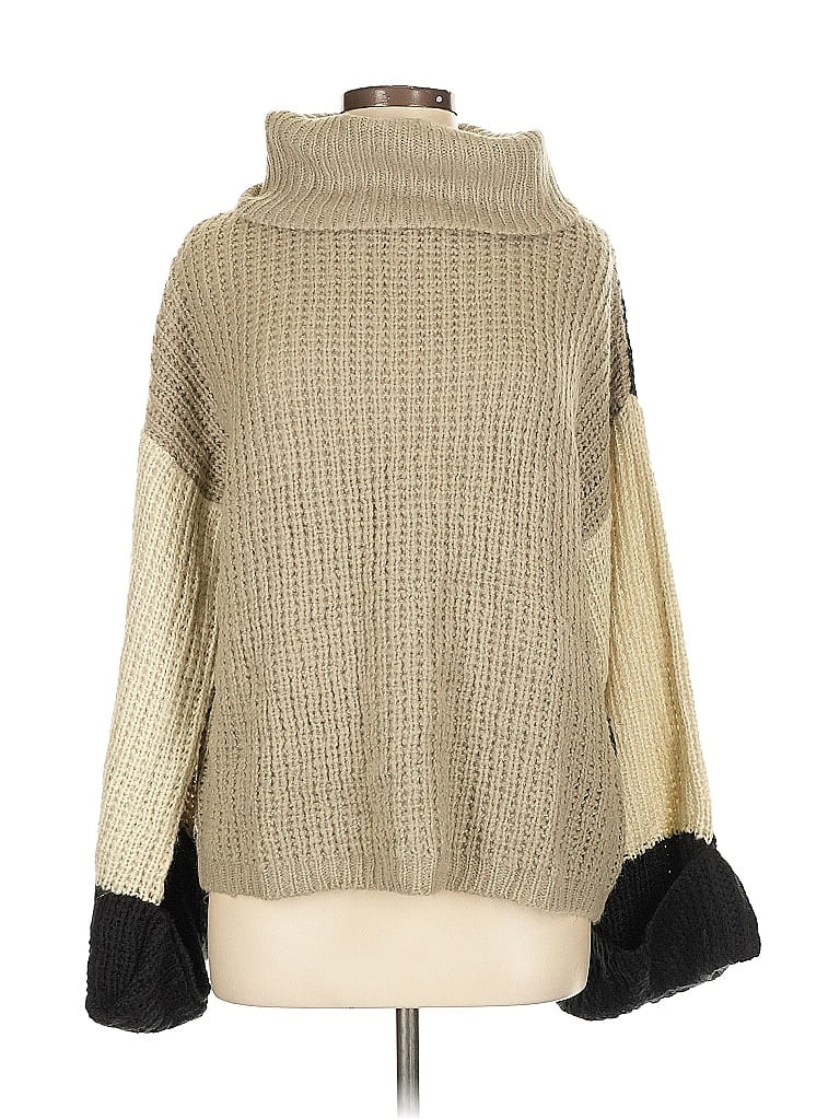 Figwood Color Block Tan Turtleneck Sweater Size M - 47% off | ThredUp