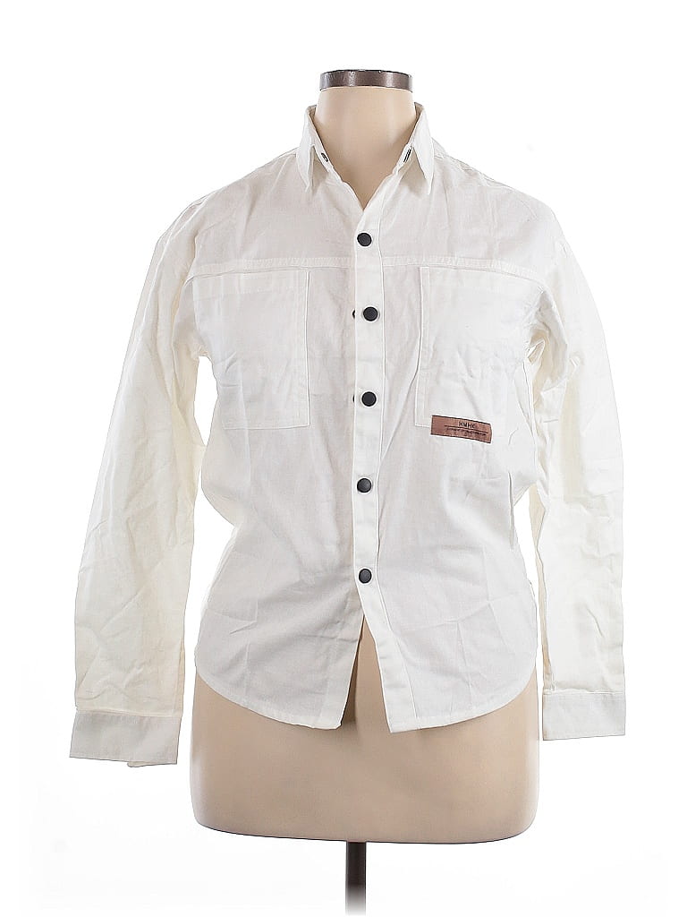 Juli Original Designs Ivory Long Sleeve Button-Down Shirt Size 2X - 26% ...