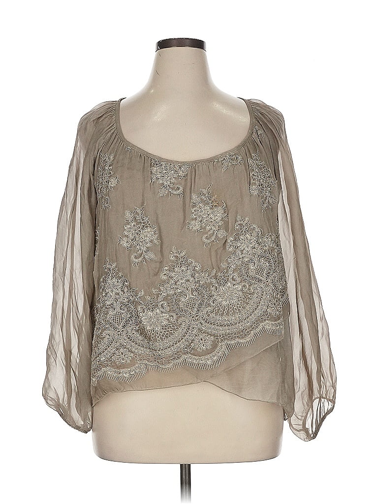 Belle France Tan 3/4 Sleeve Blouse Size XL - 64% off | ThredUp