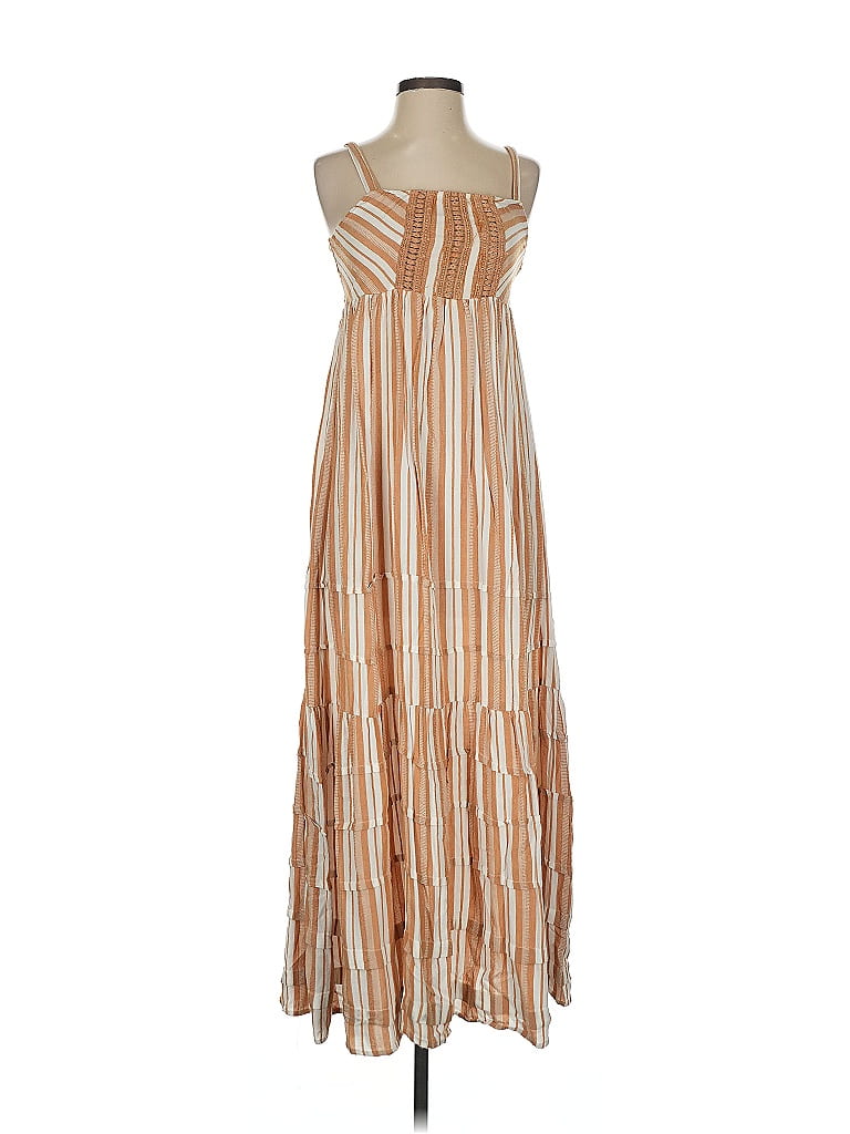 Angie 100% Rayon Stripes Tan Casual Dress Size S - 56% off | ThredUp