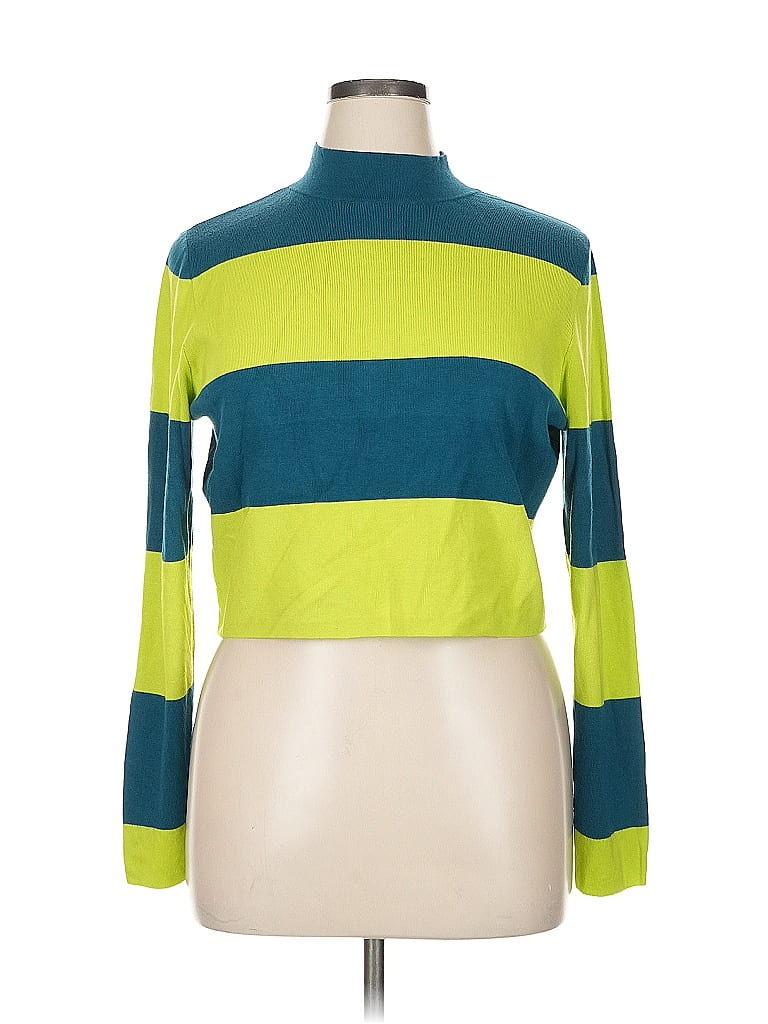 VICTOR GLEMAUD for Target Color Block Green Teal Turtleneck Sweater ...