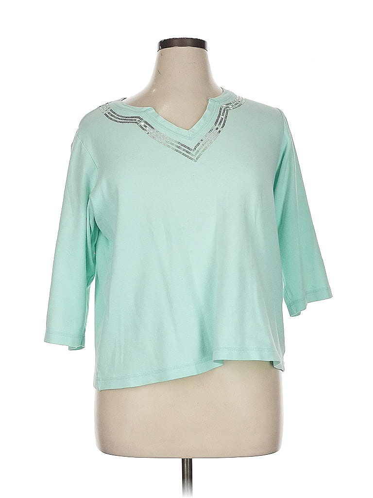 Quacker Factory 100% Cotton Teal Green 3/4 Sleeve Top Size XL - 56% off ...