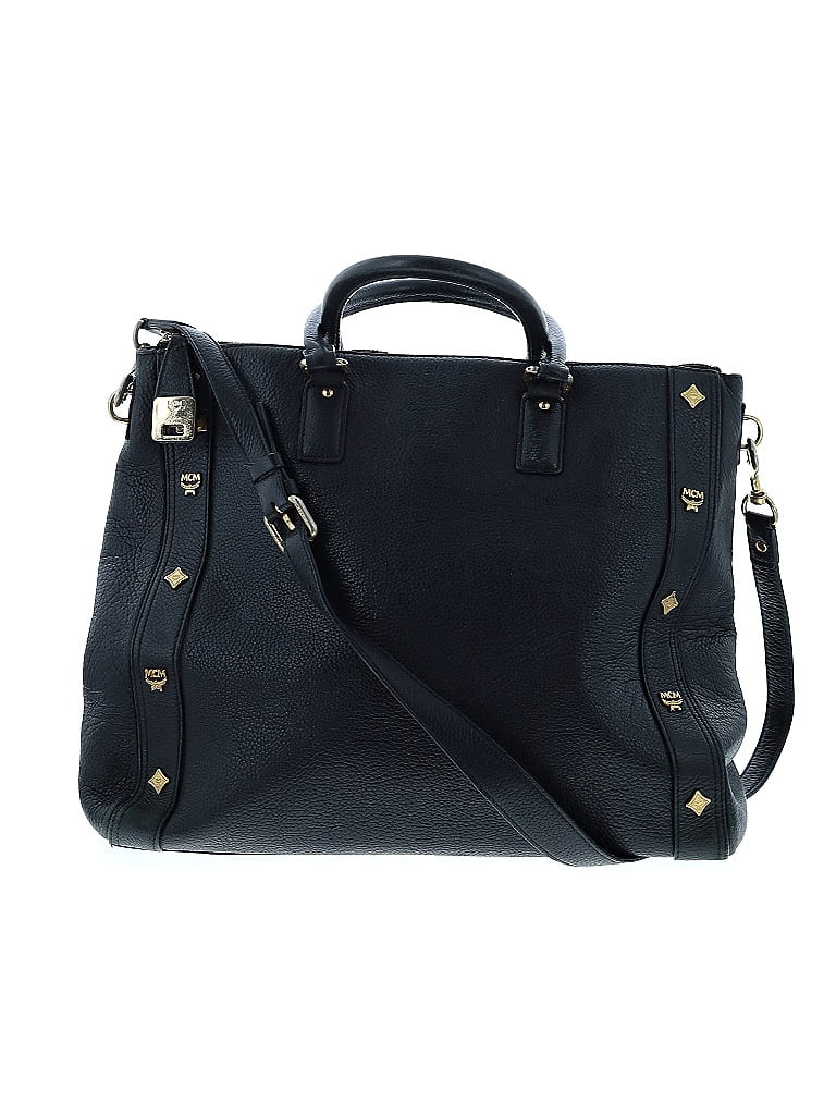 MCM 100% Leather Solid Black Leather Satchel One size - 77% off | ThredUp