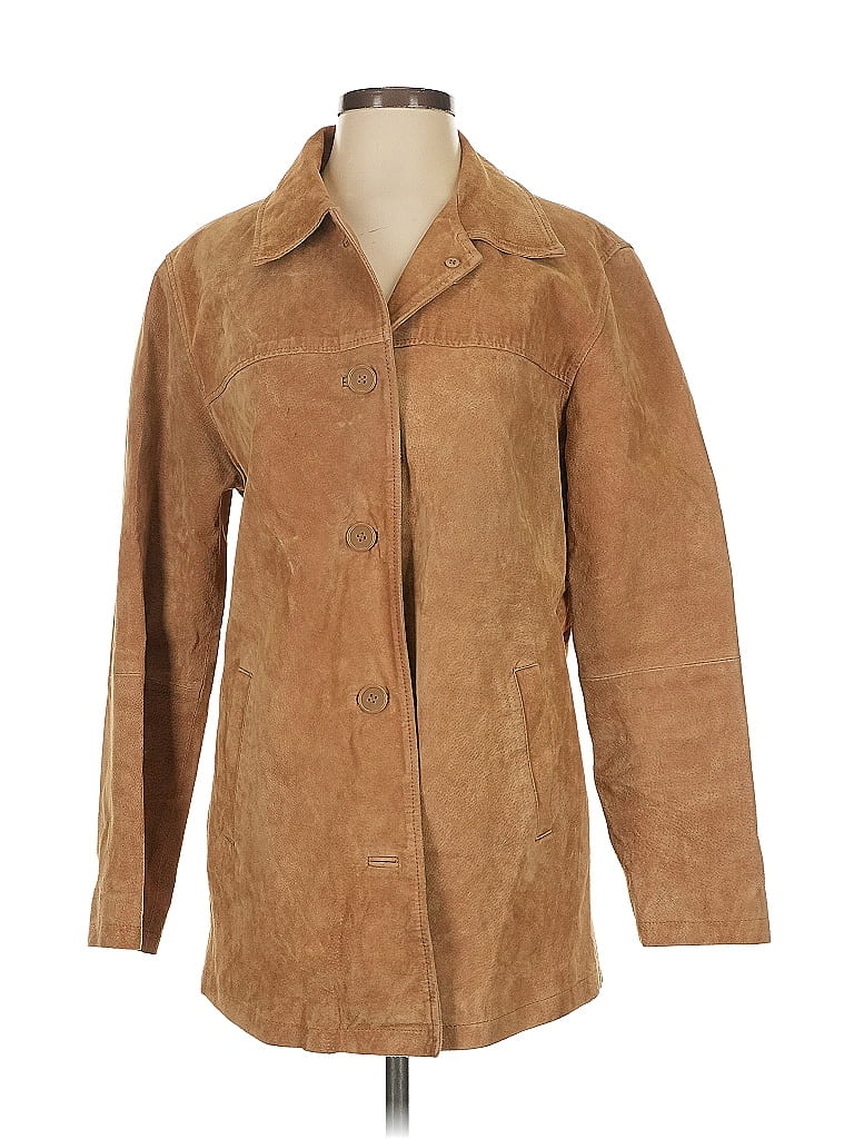 Moda International 100% Leather Tan Coat Size S - 55% off | ThredUp