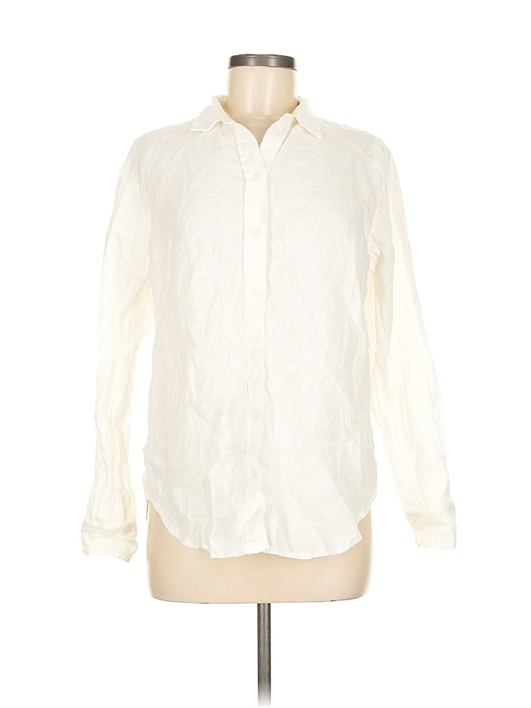 Everlane 100% Linen Ivory Long Sleeve Button-Down Shirt Size 6 - 51% off | ThredUp