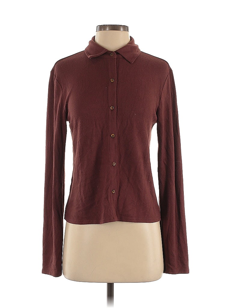 Open Edit Burgundy Long Sleeve Blouse Size XS - 67% off | ThredUp