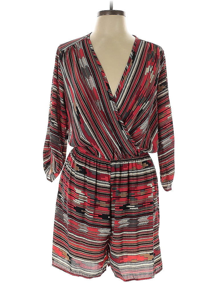 Espresso 100% Polyester Chevron-herringbone Red Black Romper Size L ...