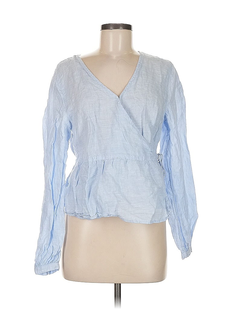 Rachel Zoe 100% Linen Blue Long Sleeve Blouse Size M - 80% off | ThredUp