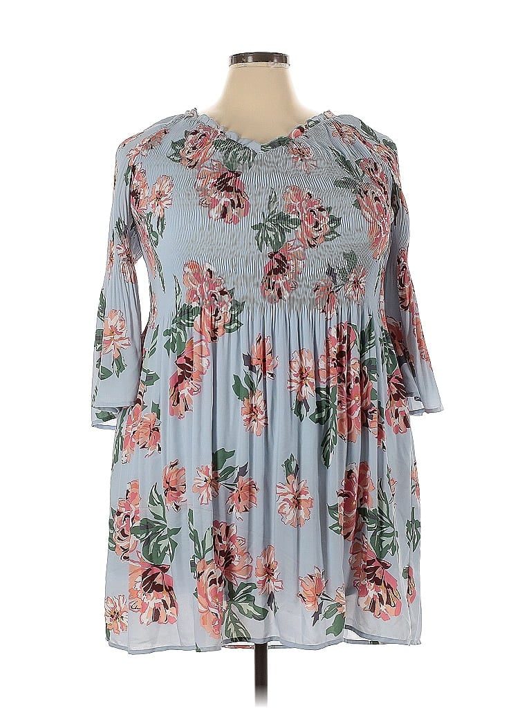 Spense 100% Polyester Floral Blue Casual Dress Size 2X - 59% off | ThredUp