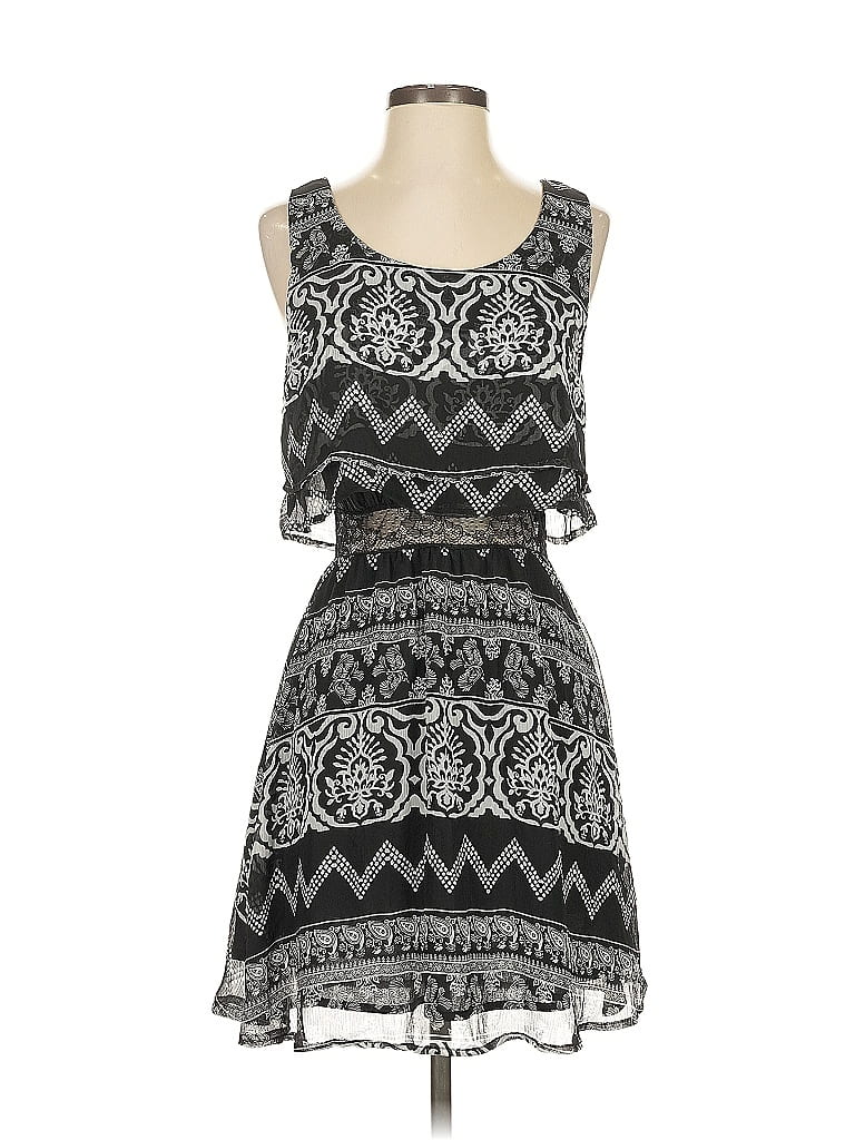 American Rag Cie 100% Polyester Graphic Gray Black Casual Dress Size S ...