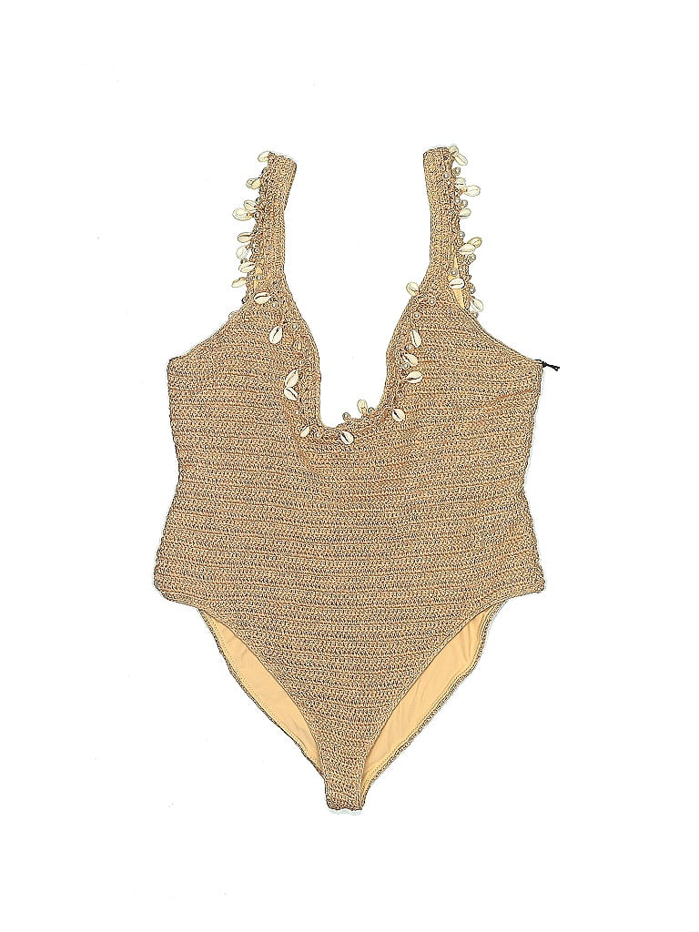 Tularosa 100% Acrylic Tweed Gold Tan One Piece Swimsuit Size L - 73% ...