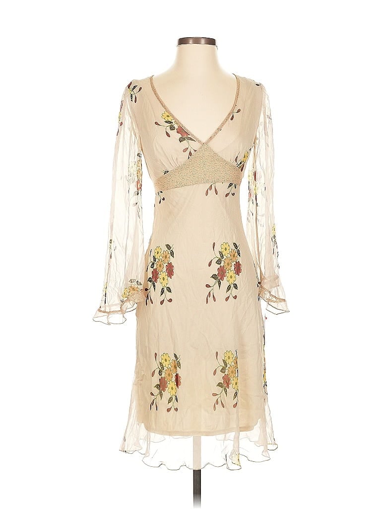 ABS Allen Schwartz 100% Silk Tan Cocktail Dress Size 2 - 20% off | ThredUp