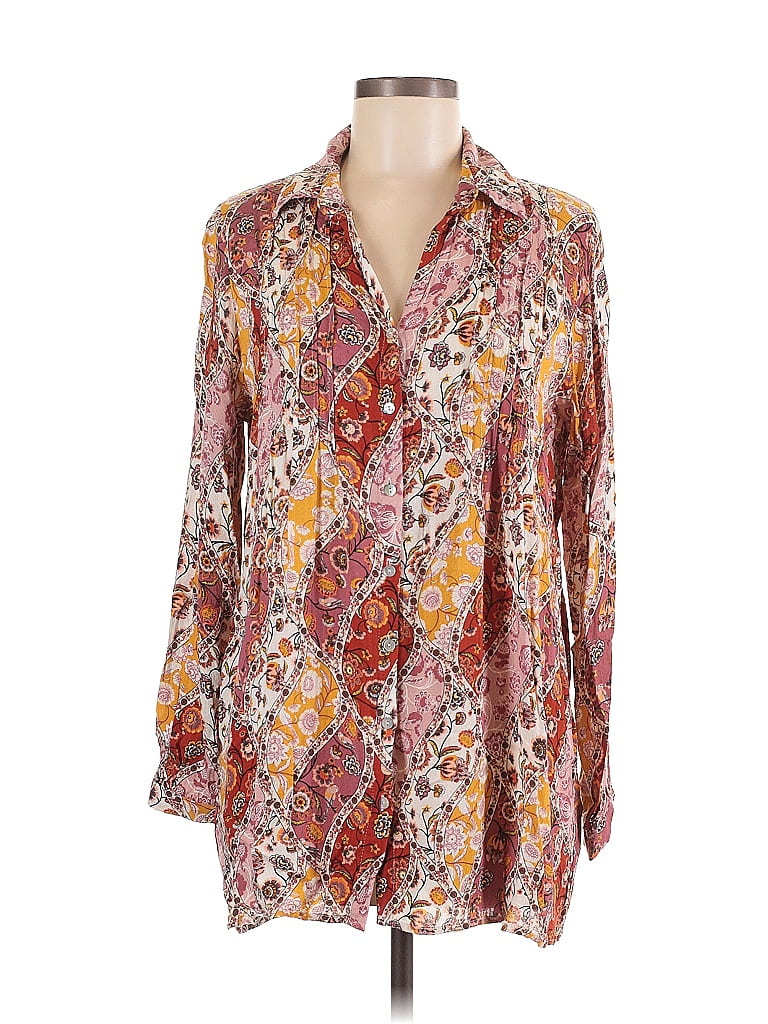 Jane and Delancey 100% Rayon Paisley Burgundy Long Sleeve Blouse Size M - 58% off | ThredUp