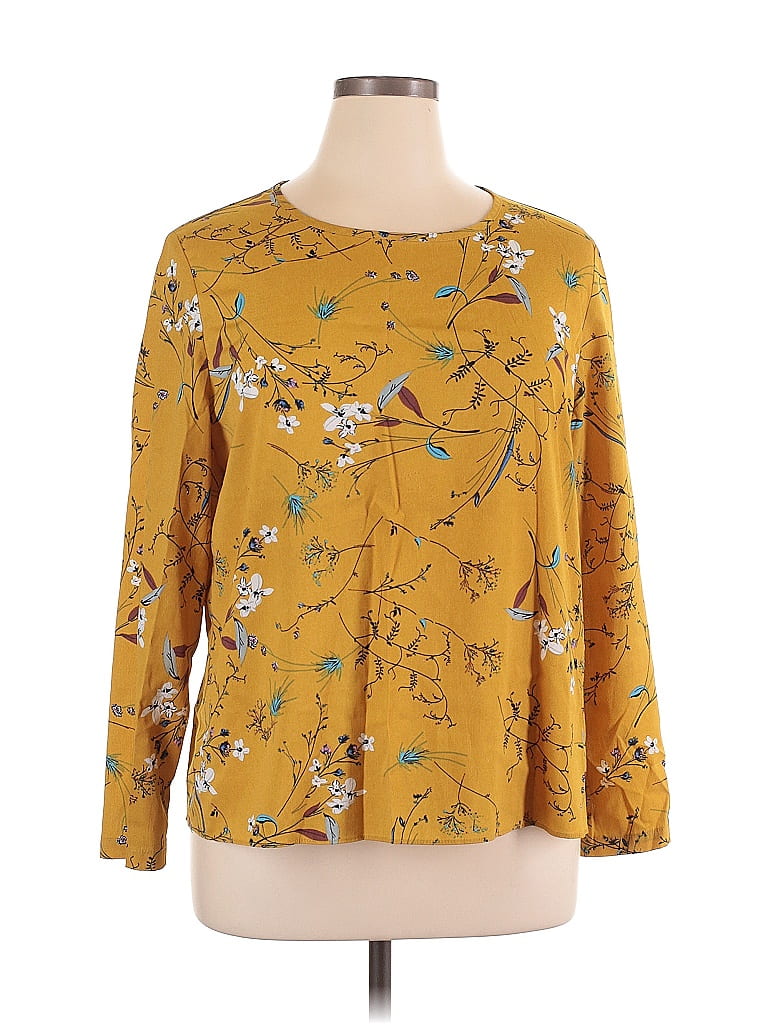 Shein Curve 100% Elastic Gold Long Sleeve Blouse Size 14 - 46% off | ThredUp