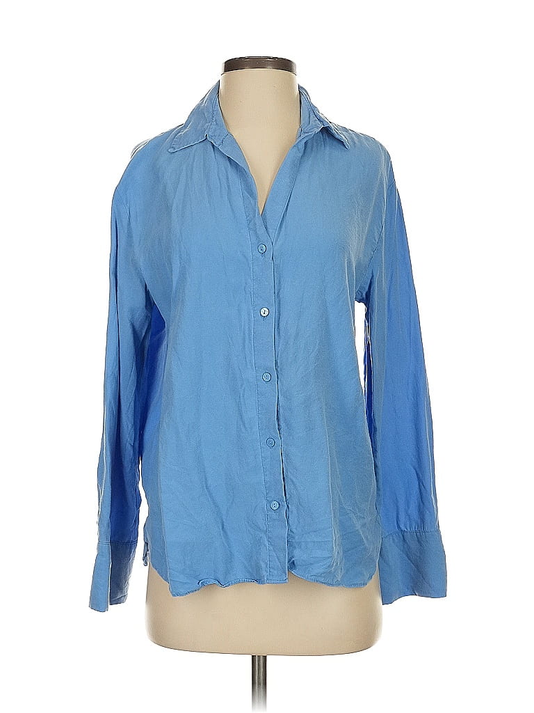 MNG Blue Long Sleeve Button-Down Shirt Size 4 - 58% off | ThredUp