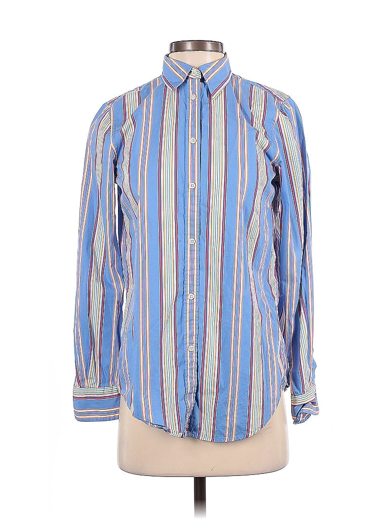 Lauren by Ralph Lauren 100% Cotton Stripes Blue Long Sleeve Button-Down Shirt Size 4 - 73% off ...