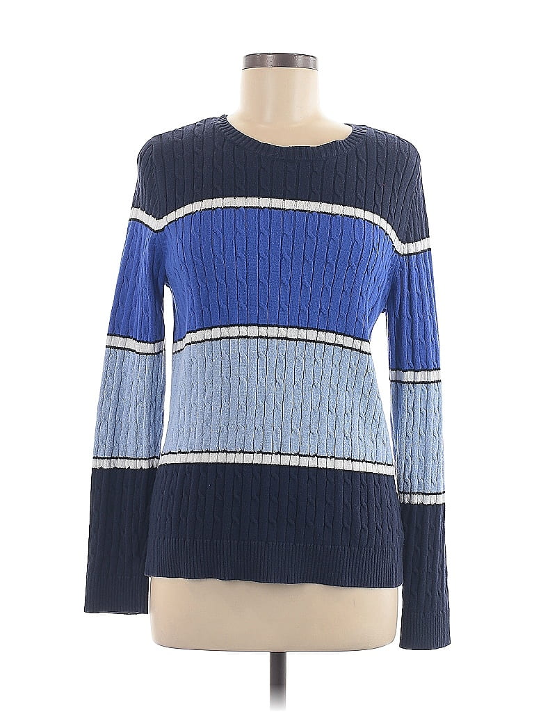 Croft & Barrow 100% Cotton Color Block Blue Pullover Sweater Size M ...