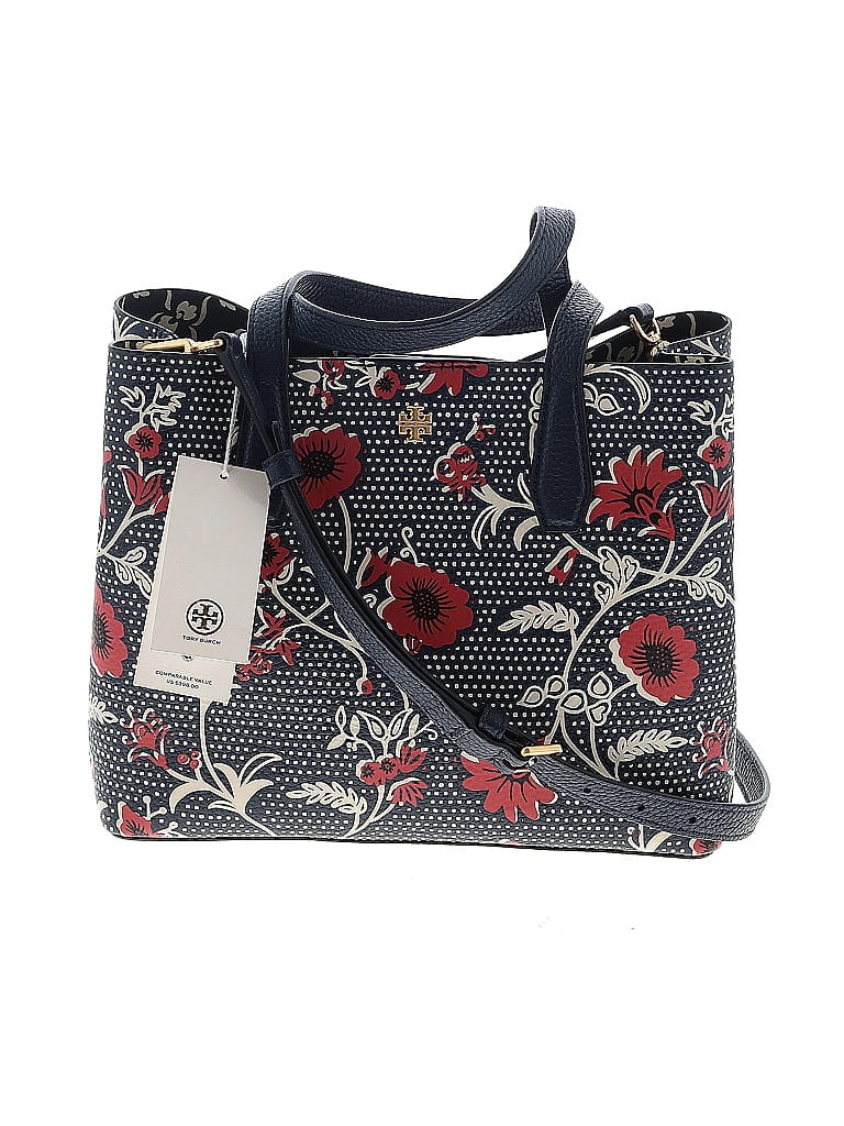 Tory Burch 100% Leather Floral Blue Leather Satchel One size - 49% off | ThredUp
