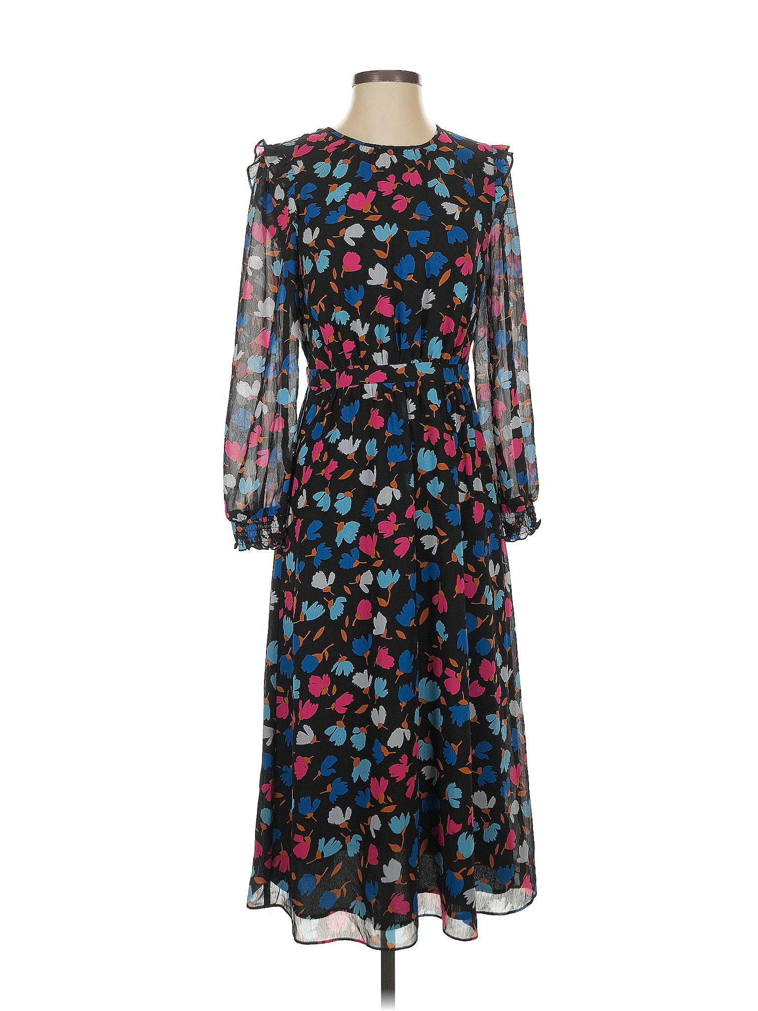 J.Crew Factory Store 100% Polyester Floral Black Casual Dress Size 0 ...