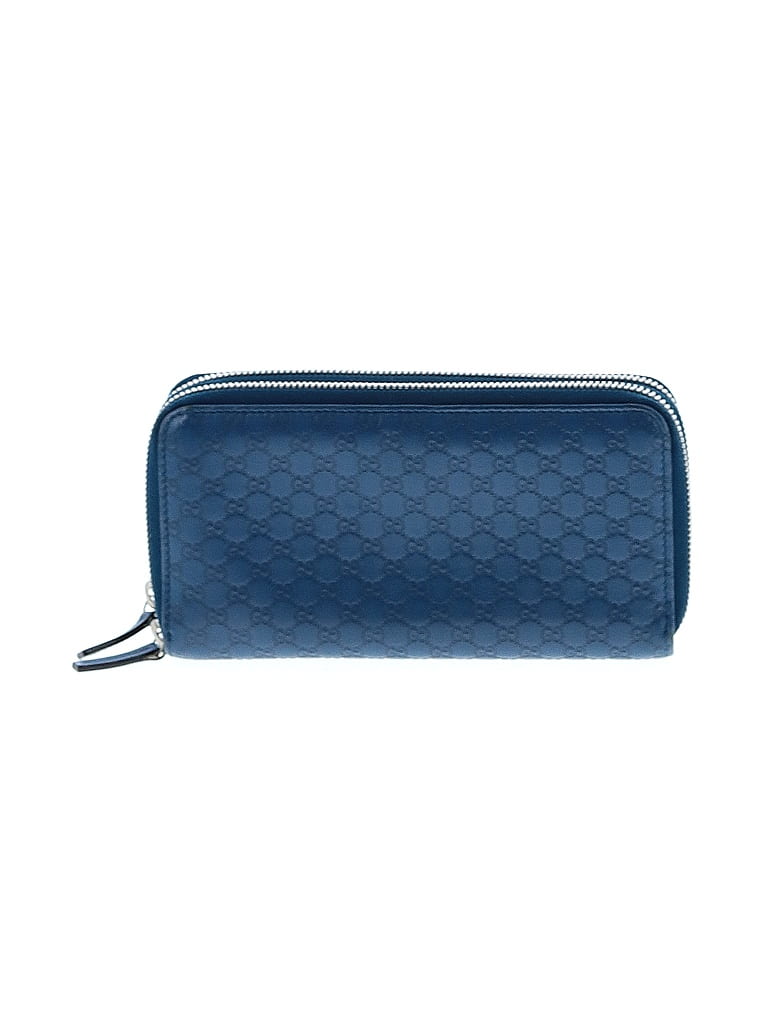 Gucci 100% Leather Blue Microguccissima Leather Double Zip Around ...