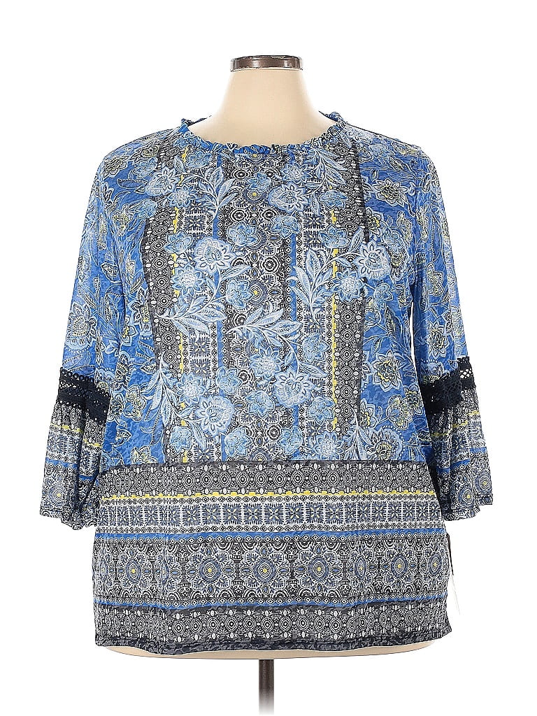 Ruby Rd. Blue 3/4 Sleeve Blouse Size 3X - 67% off | ThredUp