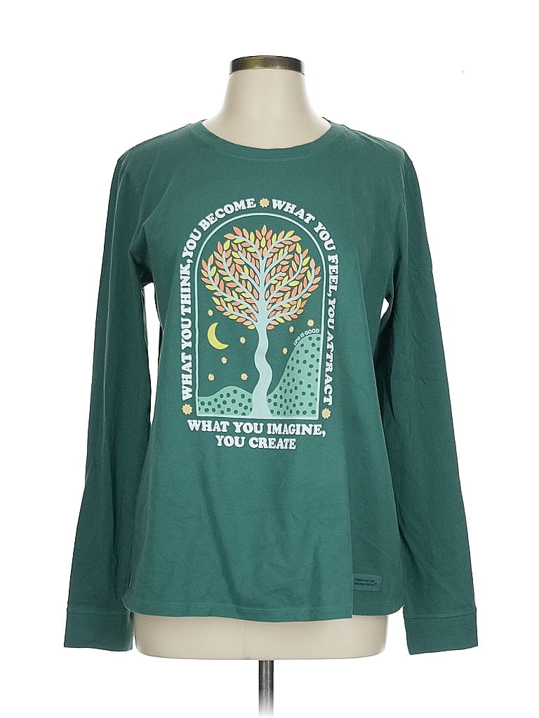 Life Is Good 100% Cotton Green Long Sleeve T-Shirt Size L - 31% off ...
