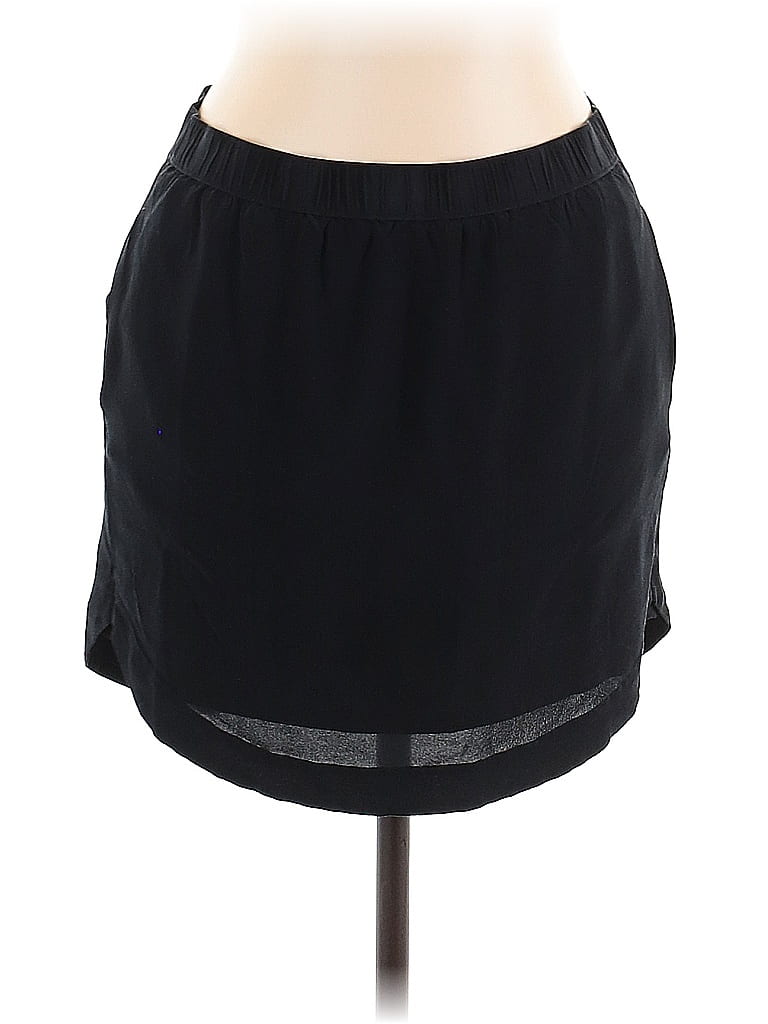 Madewell 100% Silk Solid Black Silk Skirt Size L - 73% off | ThredUp
