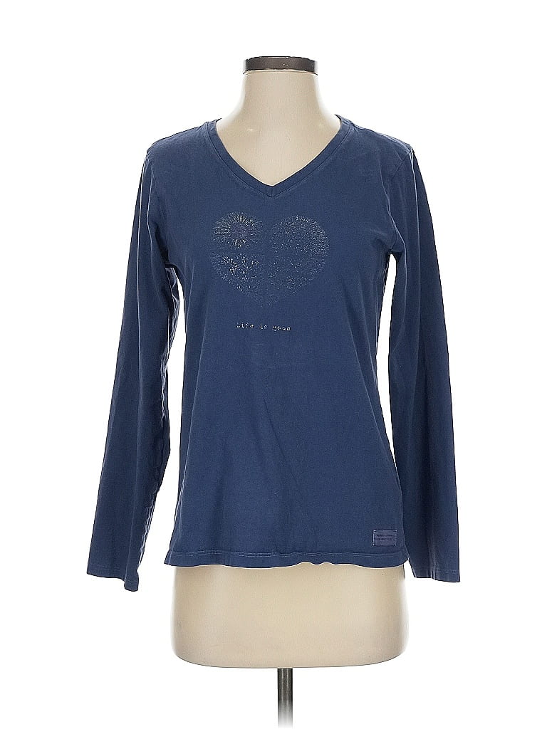 Life Is Good 100% Cotton Blue Long Sleeve T-Shirt Size S - 43% off ...