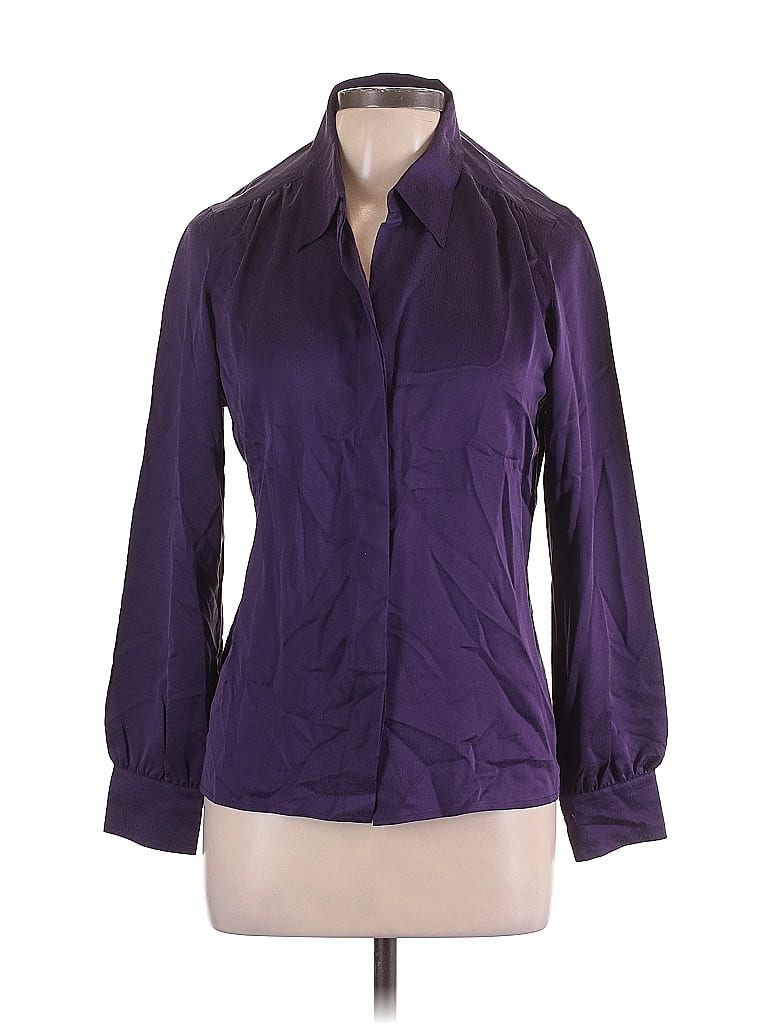 Talbots 100% Silk Solid Purple 3/4 Sleeve Silk Top Size 12 (petite ...