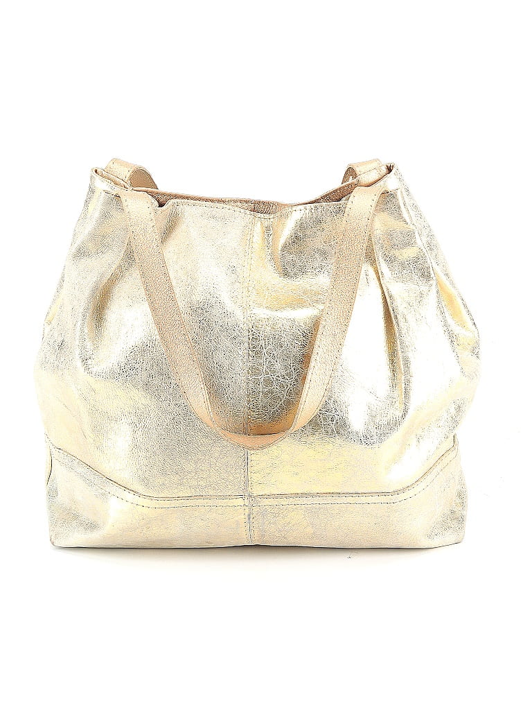 Bon Bonite 100% Leather Metallic Gold Leather Shoulder Bag One size ...