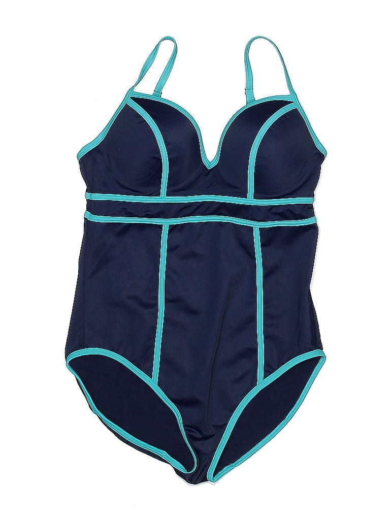 SPANX Color Block Blue One Piece Swimsuit Size 12 - 58% off | ThredUp