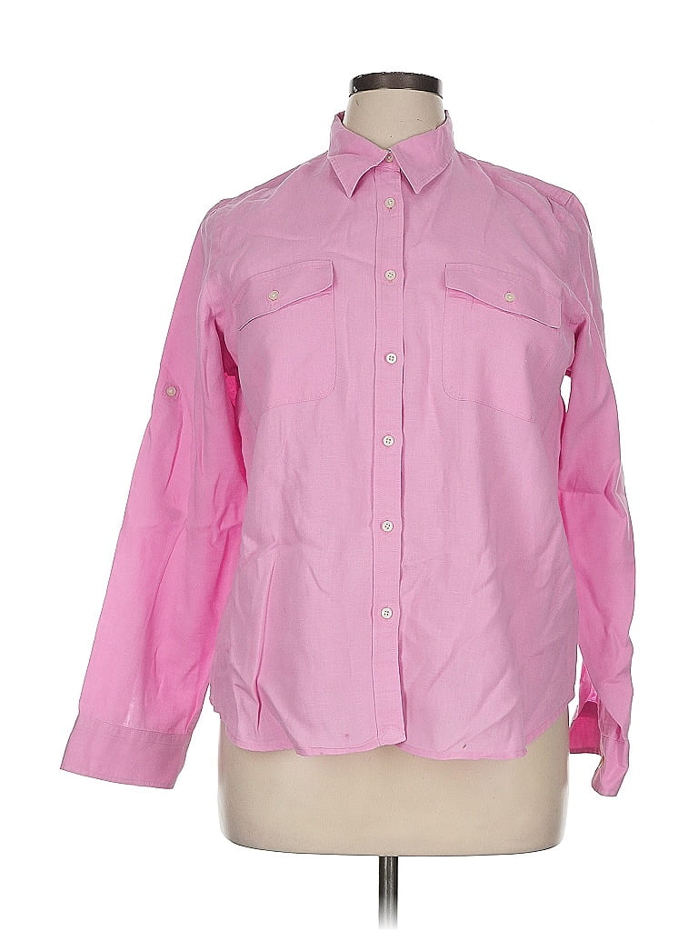 Lauren by Ralph Lauren 100% Cotton Solid Pink Long Sleeve Button-Down Shirt Size XL - 75% off ...