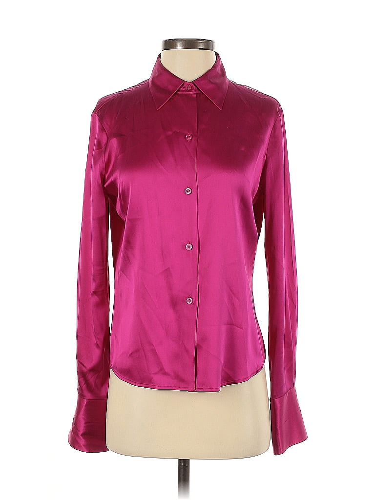 Moda International Burgundy Long Sleeve Silk Top Size S - 61% off | ThredUp