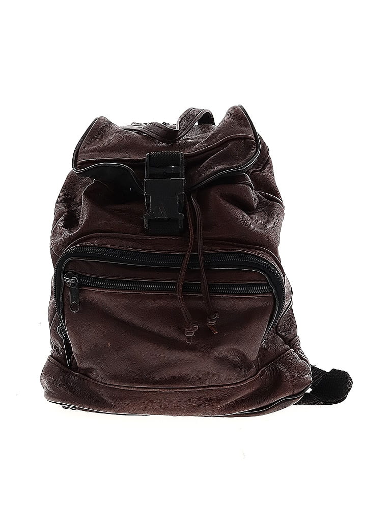 Unbranded 100% Leather Burgundy Brown Leather Backpack One size - 45% ...