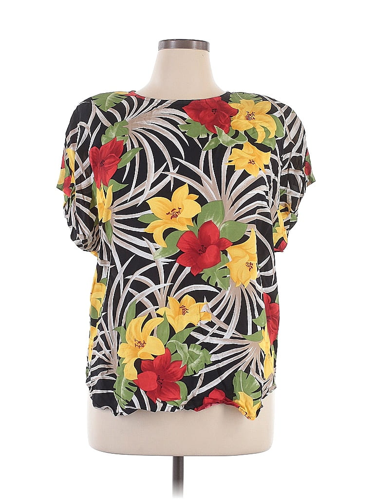 August Max Woman 100% Cotton Black Short Sleeve Blouse Size 16 - 26% ...