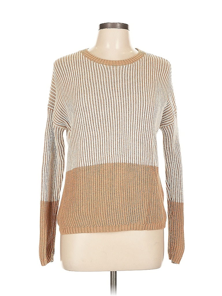Max Studio Color Block Tan Pullover Sweater Size L - 78% off | ThredUp