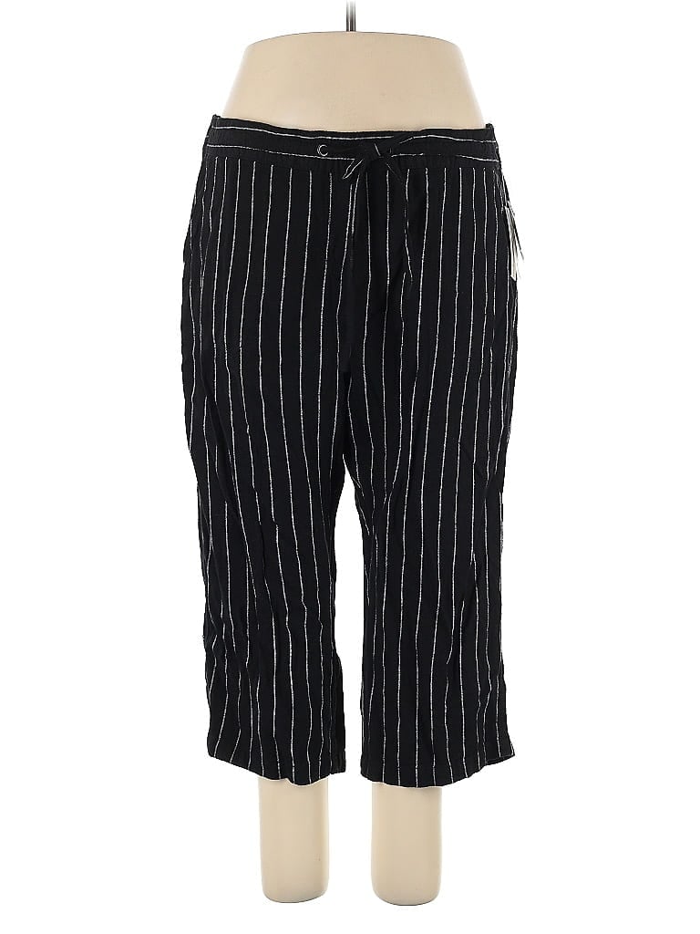 Per Se Stripes Black Linen Pants Size 1X - 69% off | ThredUp
