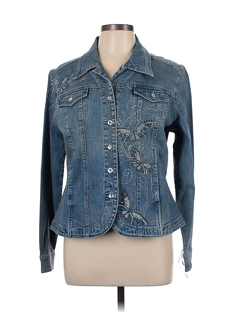 CHRISTINE ALEXANDER Stars Blue Denim Jacket Size L - 75% off | ThredUp