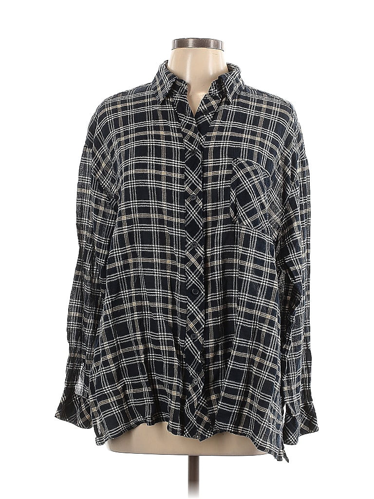 Carly Jean Plaid Black Long Sleeve Button-Down Shirt Size L - 66% off ...