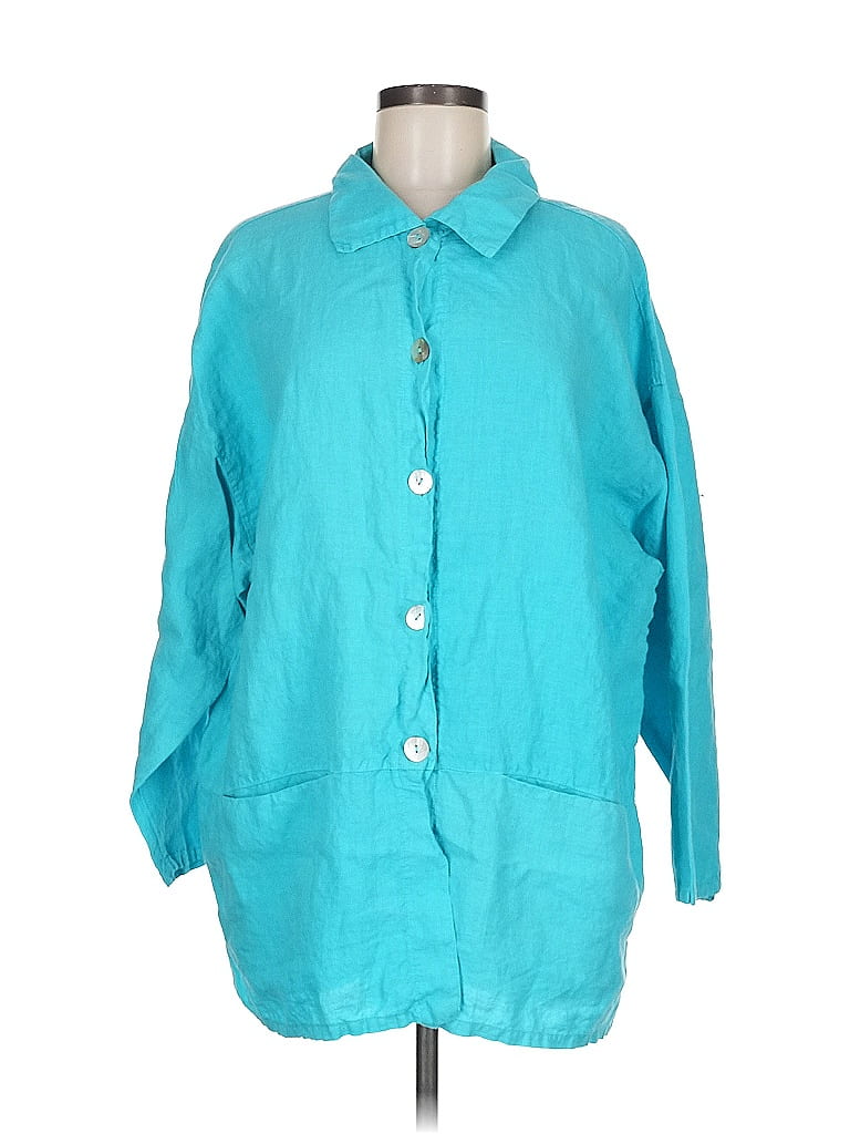 bryn WALKER 100% Linen Teal Blue 3/4 Sleeve Button-Down Shirt Size M - 74% off | ThredUp