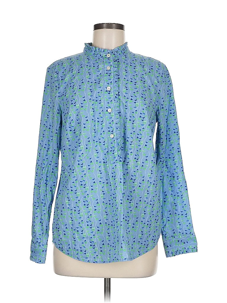 Talbots 100% Cotton Print Blue Long Sleeve Button-Down Shirt Size M - 79% off | ThredUp