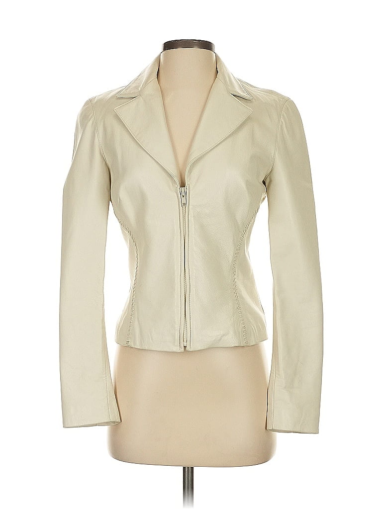 Dero by Rocco D'Amelio Ivory Leather Jacket Size 4 - 67% off | ThredUp