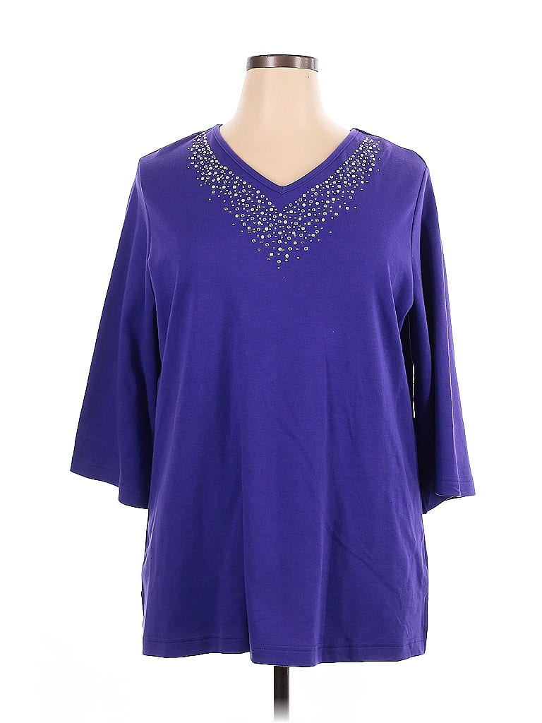 Quacker Factory Purple 3/4 Sleeve Top Size 1X - 31% off | ThredUp