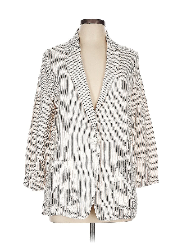 Max Studio Stripes Silver Ivory Blazer Size L - 79% off | ThredUp