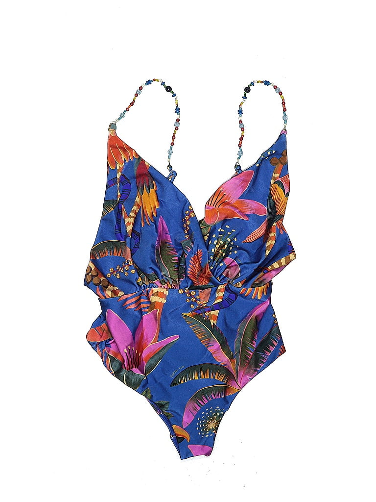 FARM Rio Print Blue One Piece Swimsuit Size S - 55% off | ThredUp