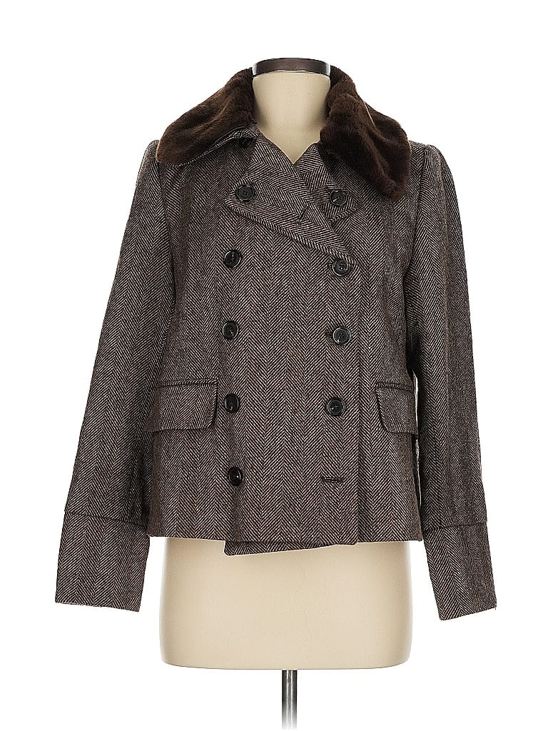 Zara 100% Viscose Tweed Brown Coat Size M - 46% off | ThredUp