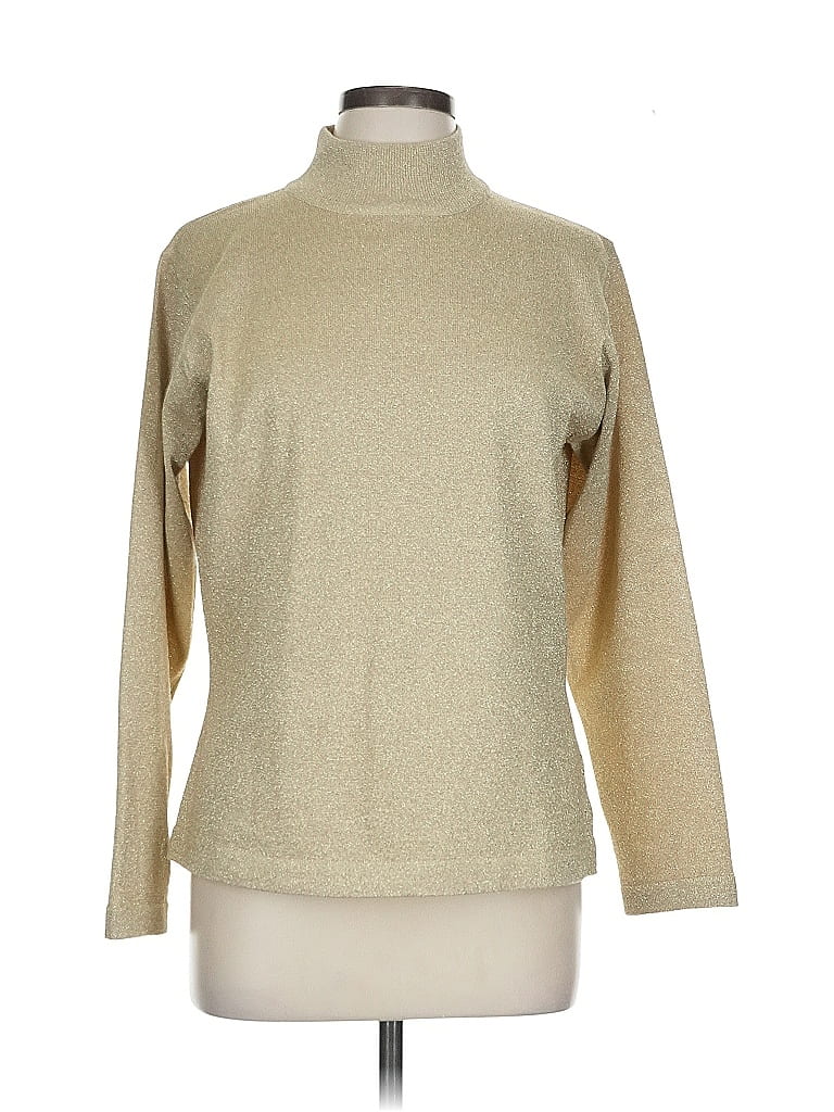 CLASSICS by MARISA CHRISTINA Metallic Gold Turtleneck Sweater Size L ...